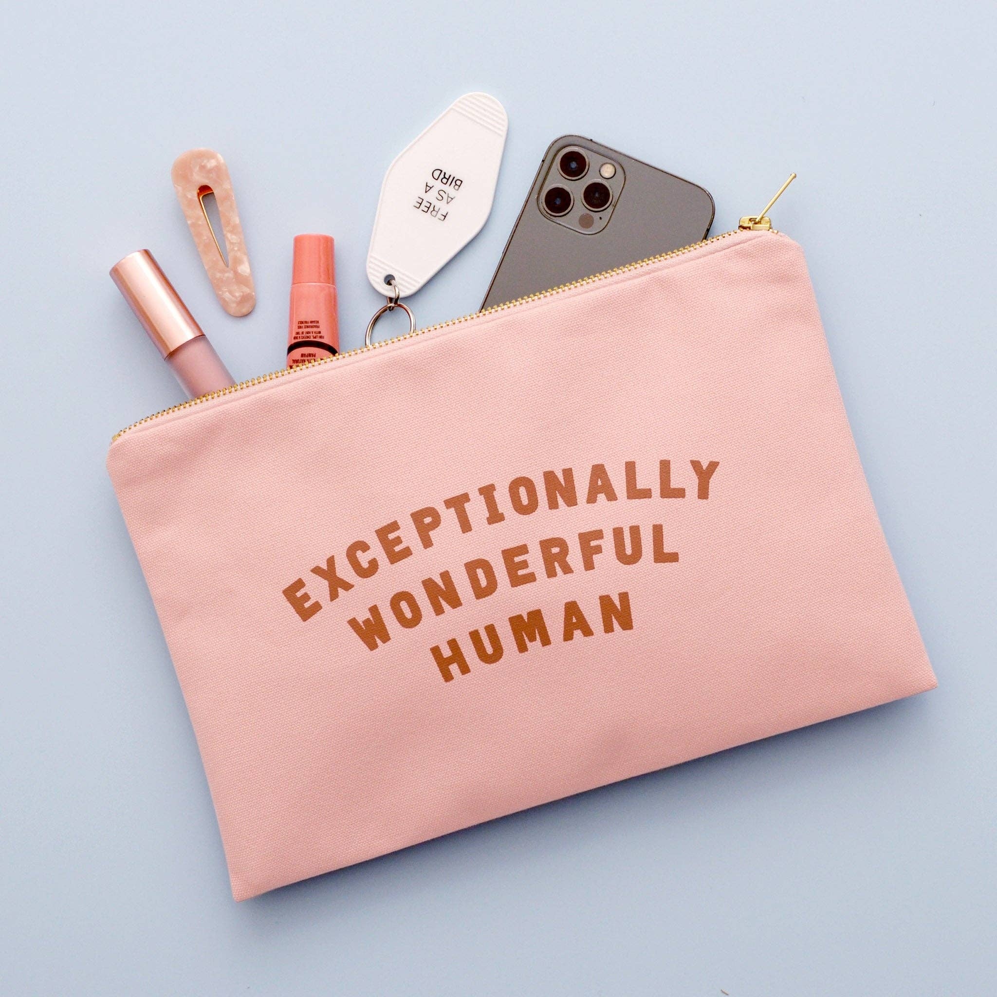 Alphabet Bags - Exceptionally Wonderful Human - Blush Pink Pouch ...